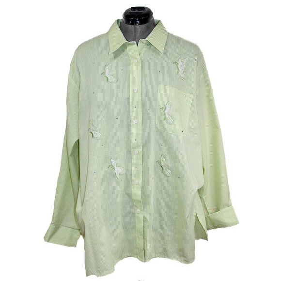 Mili Design | Tops | Mili Designs Nwt Vtg Womens X Green Checker Button ...